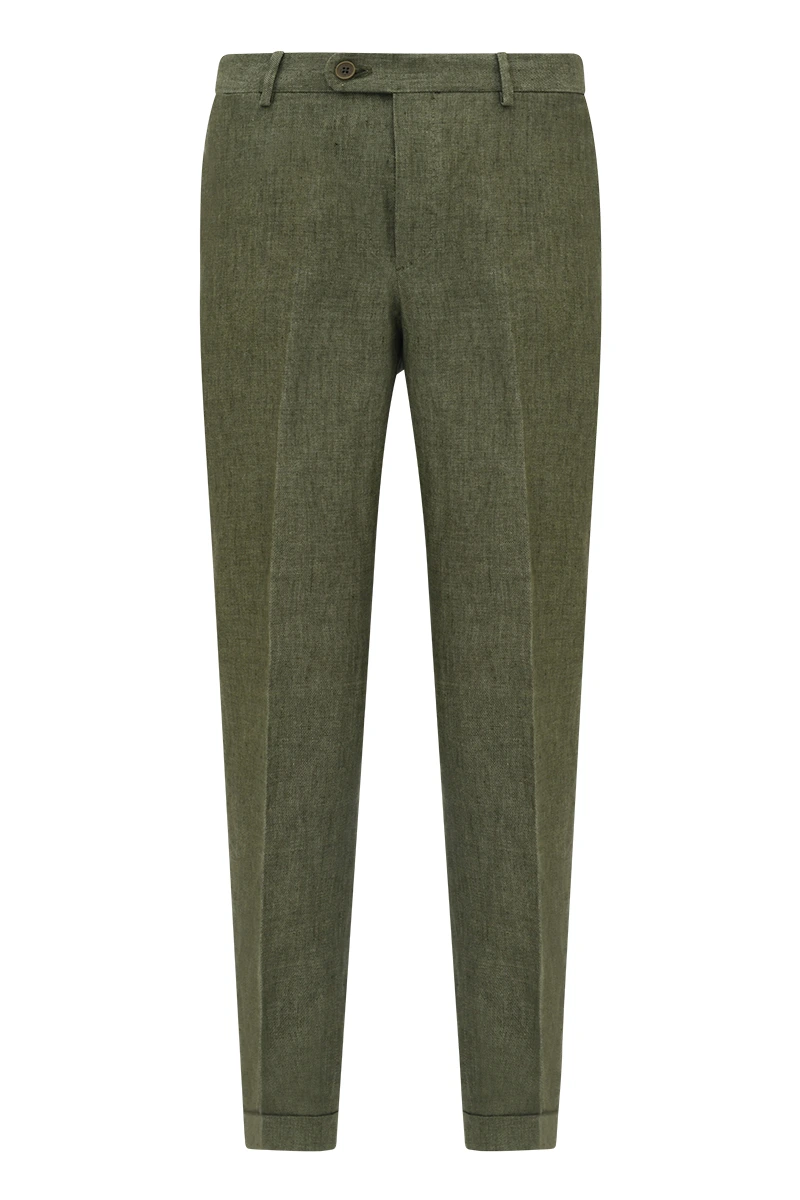 Pantalon rayé fuselé en pur lin à cordon Dany